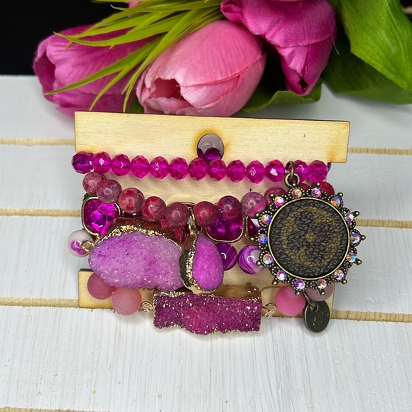 Keep It Gypsy | Jewelry | Hot Pink Keep It Gypsy Lv Upcycled Bracelet ...